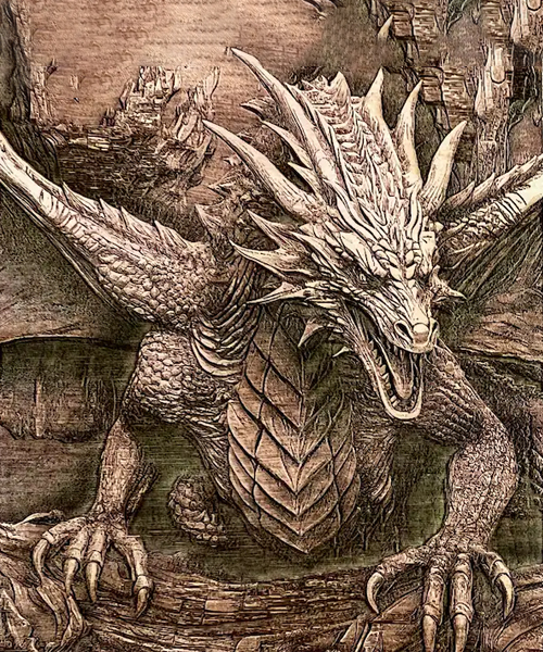 3D Illusion Laser Burn Dragon - ThingsFromMars.com