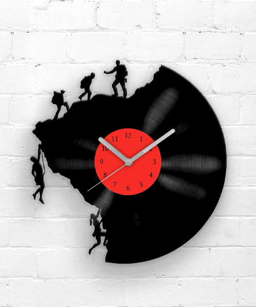 Mountain Hiker Vinyl Record Clock - ThingsFromMars.com
